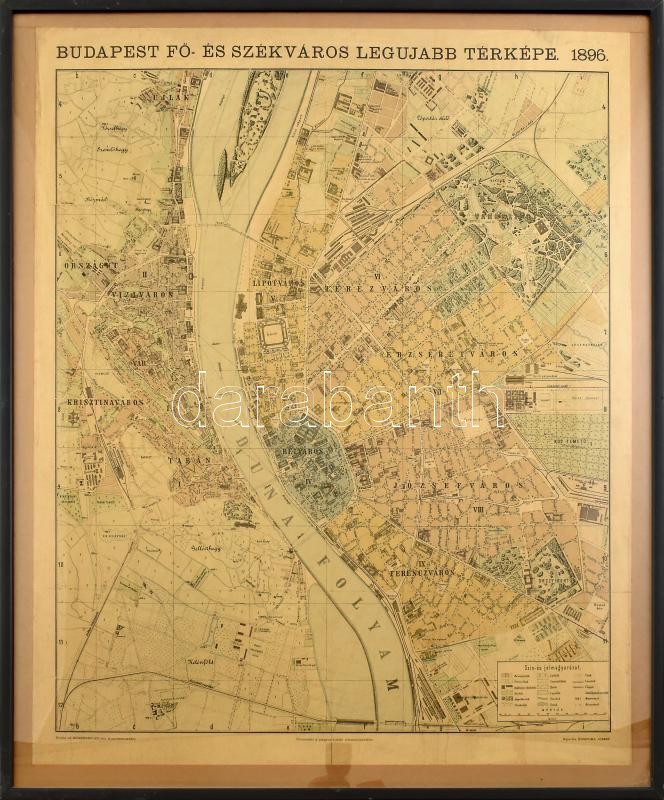 cca 1896 Budapest fő- és székváros legújabb térképe, rajz.: Homolka ...
